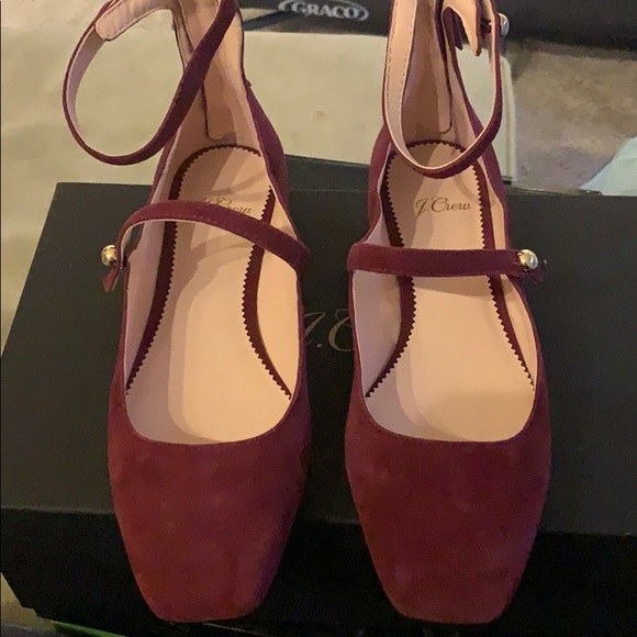 J. Crew | Shoes | Jcrew Poppy Twostrap Ballet Flat Burgundy | Poshmark